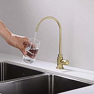 Fonveth Drinking Water Faucet, Upgrade Brushed Gold Single Handle Solid Brass Kitchen Bar Sink Drinking Water Faucet, Water Filtration Faucet