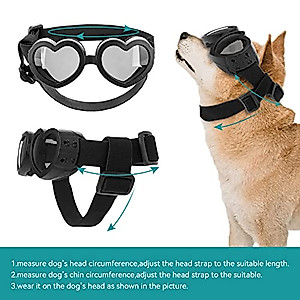 Cobee Puppy Sunglasses, Cute Dog Goggles Adjustable Strap Pet Glasses Small Dog Sunglasses Pet Dog Heart Shaped Anti-Fog Sunglasses Waterproof Windproof UV Protective Glasses for Dogs and Cats