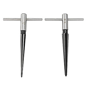 YaeKoo 2 pcs Tapered Reamer T Handle 6 Fluted Chamfer Bridge Pin Hole Hand Held Reamer Sizes 1/8"-1/2" (3-13mm) & 5''-5/8'' (5-16mm) Handle Drilling Tools