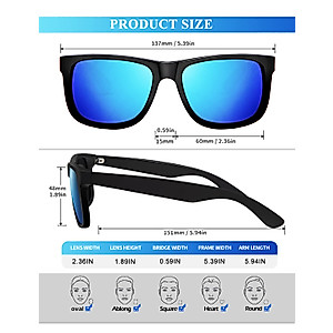 KALIYADI Sunglasses Men Polarized Sun glasses for Mens Womens Classic Matte Black Frame UV Protection 3pack(Grey/Ice Blue/Green)