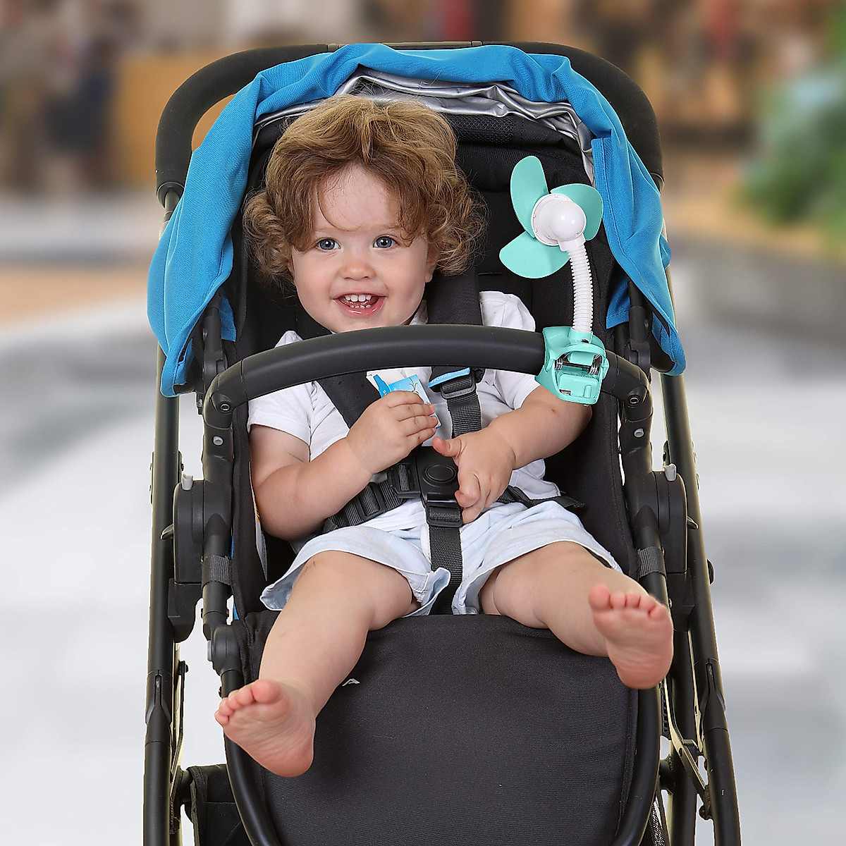 Dreambaby Deluxe EZY-Fit Clip on Fan with Soft Fins - Perfect for Strollers, Cribs, Wheelchairs, Beach, Pool, Much More! (Aqua)