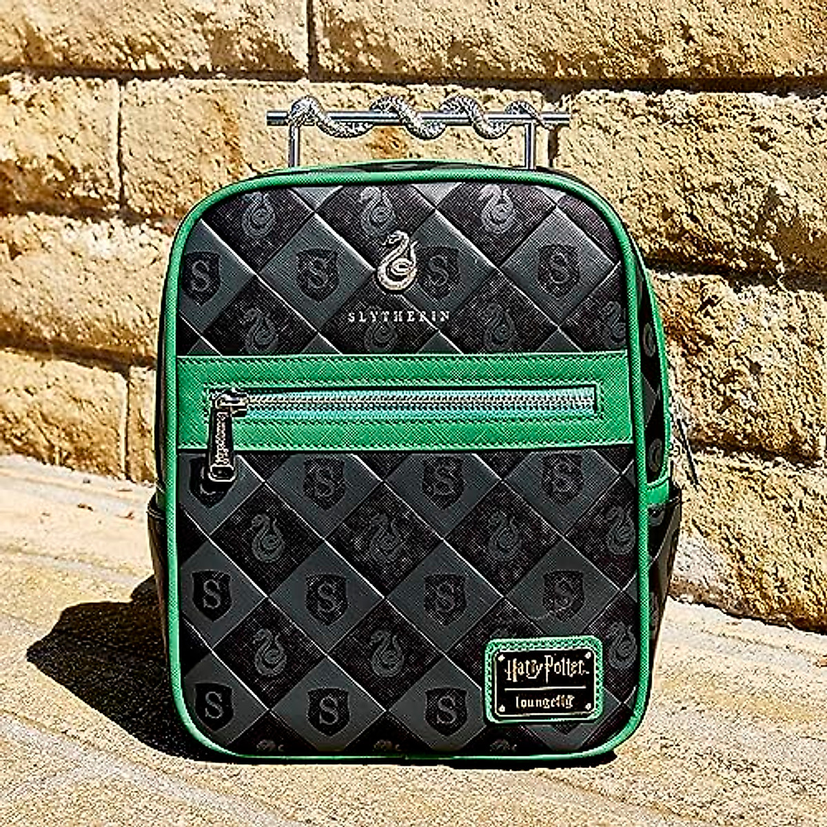 Loungefly Harry Potter: Slytherin Mini-Backpack with Wand Handle, Amazon Exclusive