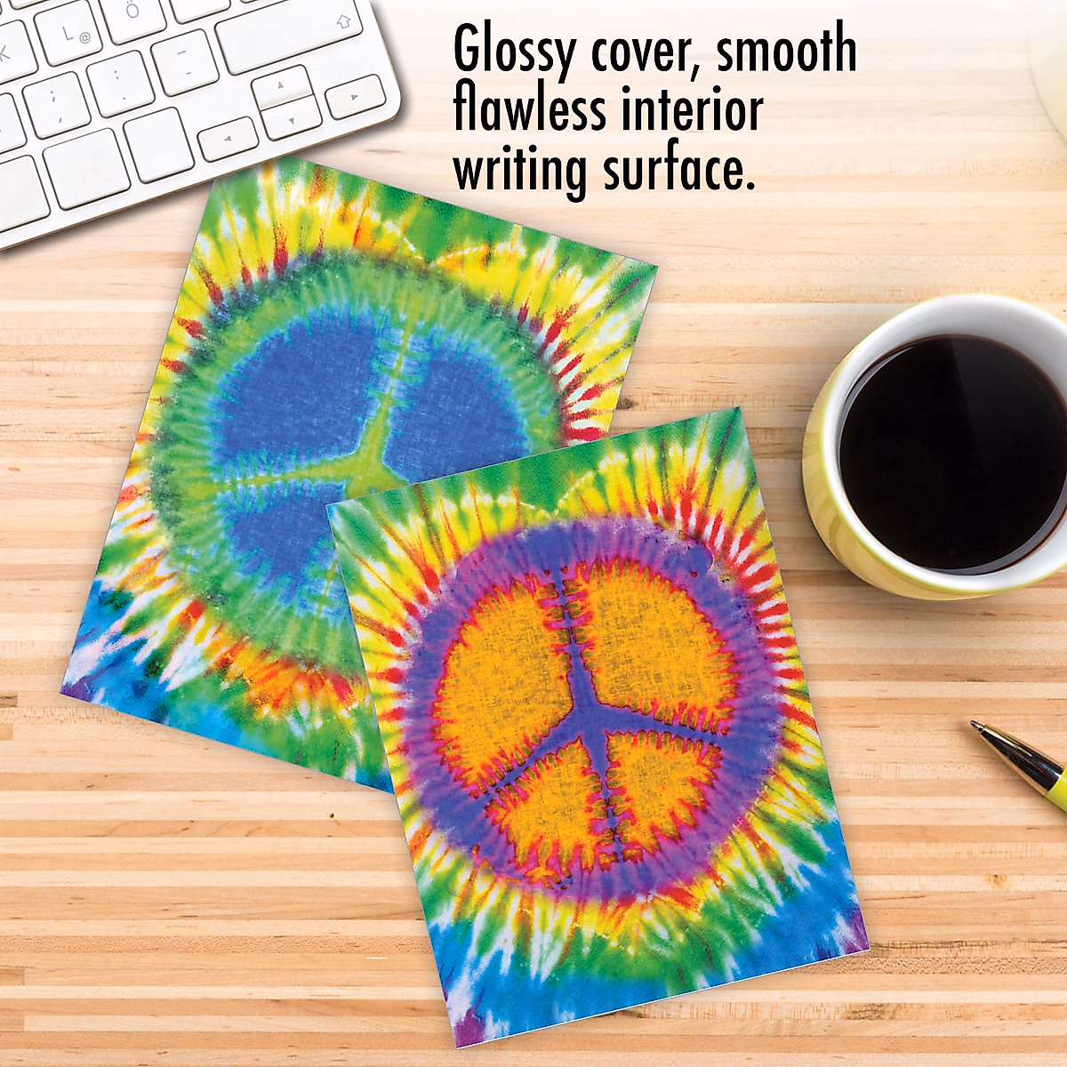 The Best Card Company Tie-Dye Peace - 20 Assorted Boxed Thank You Note Cards with Envelopes (4 x 5.12 Inch) - AM9163TYG-B2x10