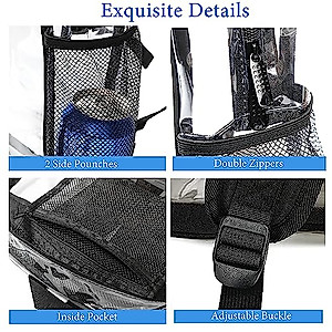 Qlonrewt Clear Backpack for Girls Boys, Butterfly Daisy Clear Backpack Heavy Duty for School, Large Clear Bookbag Transparent Backpack See Through Bag for Kids Women for College Work Travel