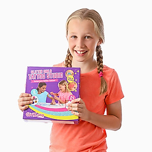 GirlZone Temporary Glitter Tattoos Kit for Girls, 33 Fun Pieces in 1 Sparkly Glitter Tattoos for Kids Kit, Easy to Apply and Remove Glitter Tattoo Kit for Kids Creative Playtime and Dress Up Parties