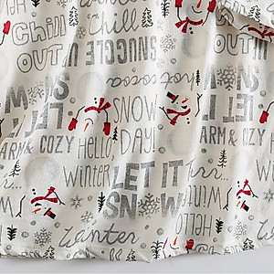 PNAEONG Women's Cotton Sleepwear Long Sleeves Nightgown Print Tee Sleep Dress XTSY109-Long White Snowman-L