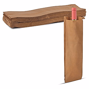 Quart Size Kraft Paper Bags Great Used as a Wine Bag or For Freshly Baked Goods 4 1/2"W x 2 1/2"G x 16"H By MT Products (100 Pieces)
