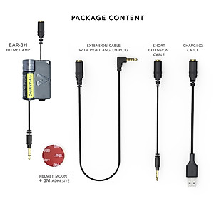 Small Portable Headset Amplifier 3.5mm Input and Output - IASUS EAR3H Amp Boosts 10dB Compatible with Most Helmet Comms and Speakers, Smartphones for Motorcycle, Electric Bike, Scooter Helmets
