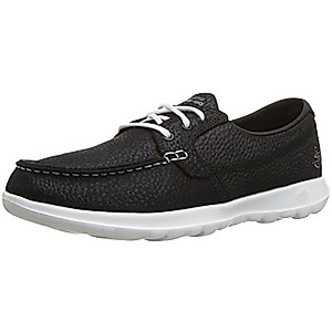 Skechers Performance Women's GO Walk Lite-Eclipse Boat Shoe,black/white,9 M US