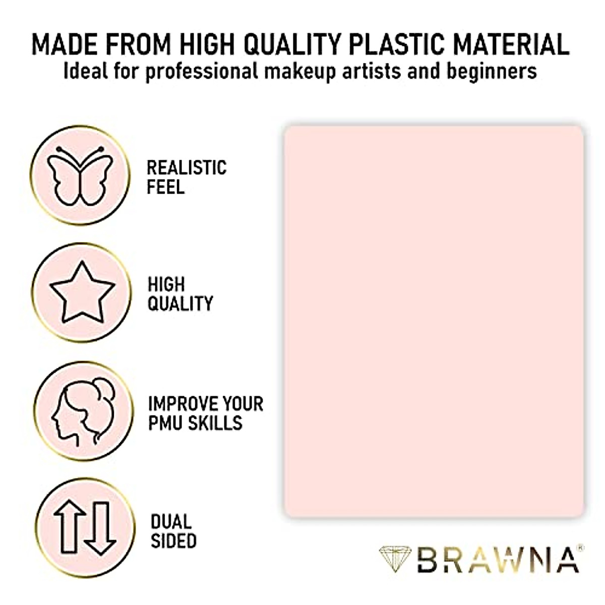 BRAWNA [ Upgraded Version ] Eyebrow Practice Stencil with Microblading Practice Skin | Microblading Template for Eyebrow Tattoo | Microblading Training Supplies | PMU Kit | 10 brow Shapes