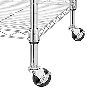 Finnhomy Heavy Duty 6 Tier Wire Shelving Unit with Wheels 18x18x72-inches 6 Shelves Storage Rack Thicken Steel Tube, Adjustable Shelving Rack for Kitchen Bathroom Office, NSF Certified, Chrome