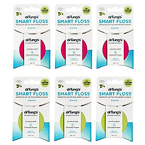 drTung's Smart Floss, 30 yds, Dental Floss - Natural Cardamom Flavor Colors May Vary (6 Pack)