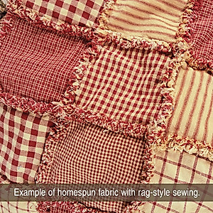 Primitive Red 5 Homespun Cotton Plaid Fabric by JCS - Sold by The Yard