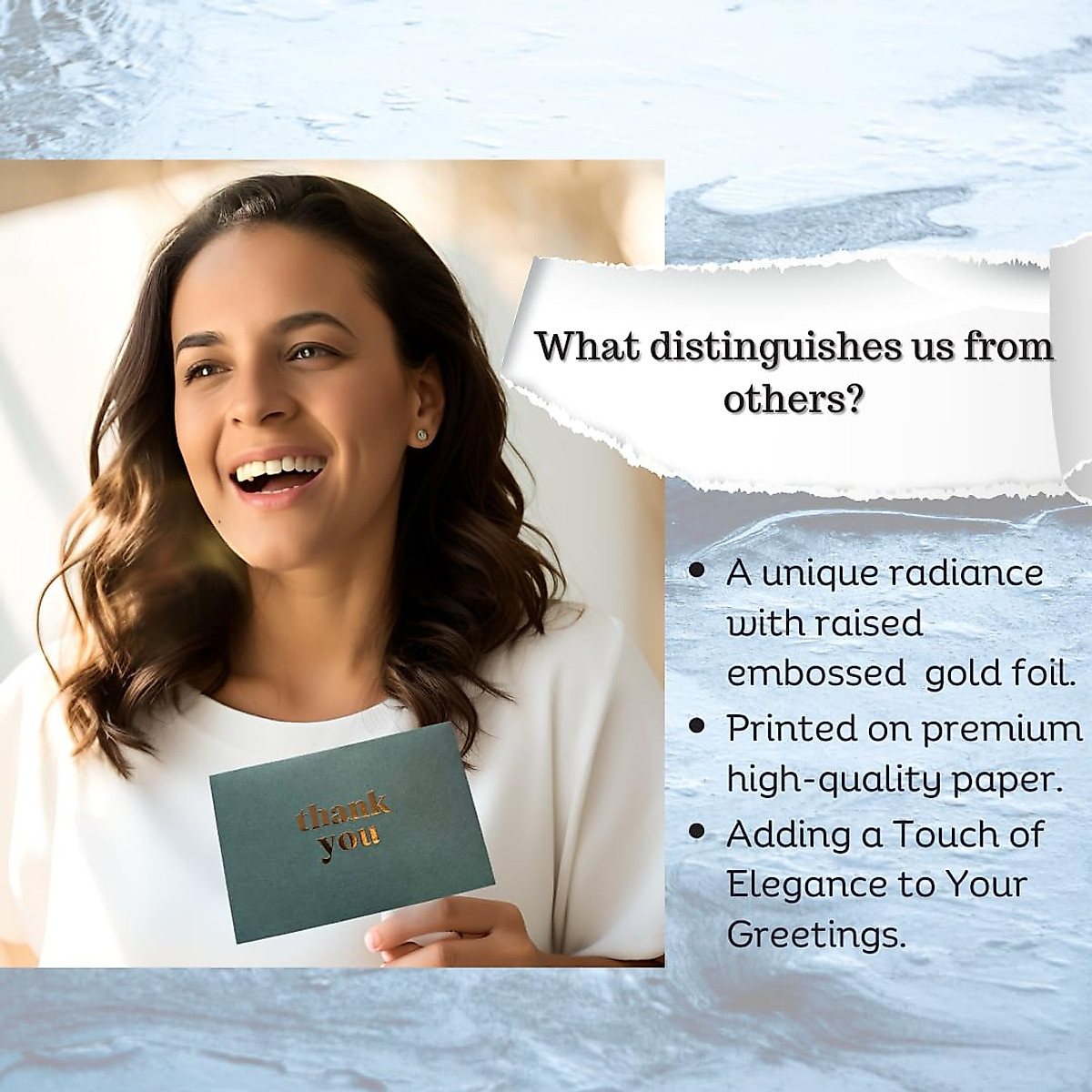 RUN2PRINT (36 Pack Thank You Cards With Envelopes & Stickers - Elegant Green Embossed Rose Gold Foil Pressed - Blank Notes Wedding, Bridal, Baby Shower, Business and Formal All Occasion Cards