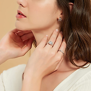 Mameloly 1.2ct Wedding Rings for Women Bridal Rings Sets Round Cut Cubic Zirconia Halo CZ Engagement Rings Twisting Infinity Pave Set Size 6