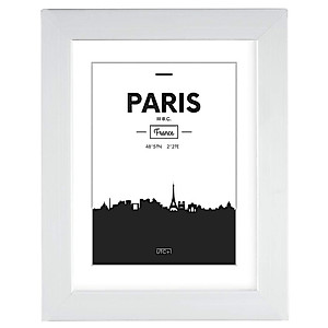 Hama Paris Plastic Photo Frame (10 cm x 15 cm Frame, 20 mm x 15 mm Borders, for Photos Size 7 cm x 10 cm, Reflex Glass, Polystyrene (PS), with Hook and Stand) White