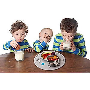 Silicone Divided Toddler Plates - Portable Non Slip Suction Plates Placemat for Children Babies and Kids BPA Free Baby Dinner Plate Bowl