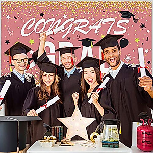 Graduation Banner - Rose Gold Congrats Grad Banner- Extra Large 70" X 40" Graduation Backdrop - Graduation Party Supplies 2023 - Graduation Decorations - 2023 Grad Party Outdoor Indoor Hanging Decor
