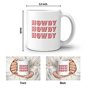 OGILRE Hot Pink Preppy Howdy Ceramic Double Side Printed Mug Cup,Trendy Preppy Cow Girl Cowgirl Hot Pink Coffee Milk Tea Mug Cup,Gifts For Teen Girls Teenage Girls - 11 oz