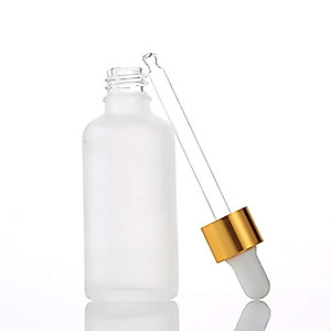 12 Pack Set Glass Dropper Bottles With Golden Caps Frosted Glass Vials Essential Oil Sample Bottles With Glass Eye Dropper Free Dropper&Funnel (50ml/1.7oz)