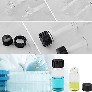 JIUWU 10 ml(0.3 Oz) and 5 ml(0.17 Oz) Clear Glass Vials Liquid Sampling Sample Bottles Screwcap Lab Capacity Container Pack of 35 (20 pcs 10 ml and 15pcs 5 ml Clear Vials)