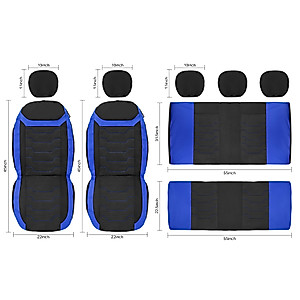 CAROMOP Breathable Car Seat Covers Full Seats,3D Air Mesh Cloth Seat Covers for Cars, Split Bench Compatible Car Interior Covers, Universal Fit Most Car Sedan Truck SUV(Black/Blue)