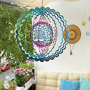 Wind Spinners Outdoor Metal Tree of Life Wind Spinner Mandala Decor, Hanging Wind Spinners for Yard and Garden Patio Porch Balcony Pool Yard Wind Spinners Gardening Gifts for Women Men Mom Wife Friend