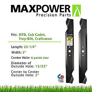 MaxPower 561544B 2-Blade Set for 46 Inch Cut MTD/Cub Cadet/Troy-Bilt Replaces 942-04244, 942-04290, 94204244A, 742-04290, 742-04244, Black