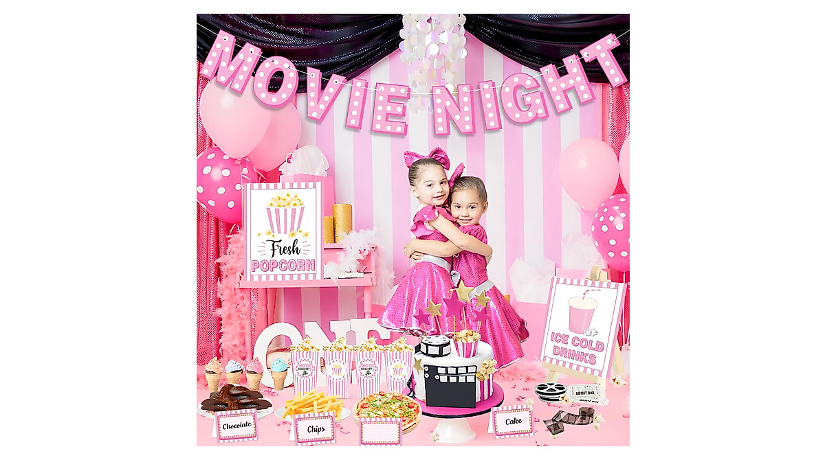 K KUMEED Pink Movie Night Party Decorations Set - Fun & Easy to Use