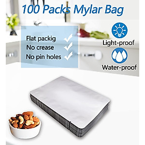 100 Pieces 2 Quart Mylar Bags 8 x 12 Inch, 5 Mil Mylar Bags for Food Storage Coffee Tea Beans Dry Food, Thick Sealable Mylar Bag 2 Quart