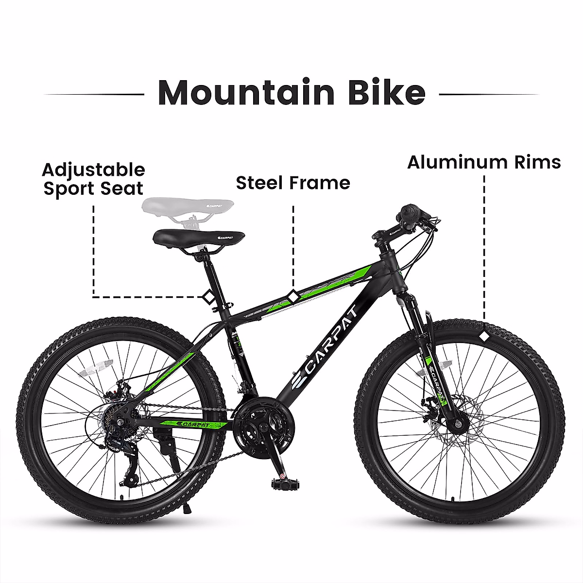 Mountain Bike for Teenagers/Adults with 21 Speed, 26 Inch Road Bikes with Mechanical Disc Brakes and High-Carbon Steel Frame, Men's/Women's Road Bicycle for Mountain Roads Forest Paths and Highways