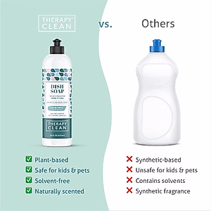 Therapy Clean Dish Soap, 100% Natural Fragrance, Plant-Based Dishwashing Liquid (Sea Salt & Eucalyptus (Soothe & Calm), 16 oz (1-pack)