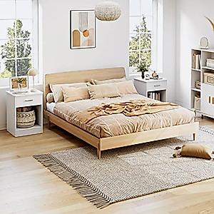 FOTOSOK Nightstand, 2-Tier Side Table with Drawer and Storage Shelf, Bedside Table End Table, Modern Night Stand for Bedroom, Home Office, White