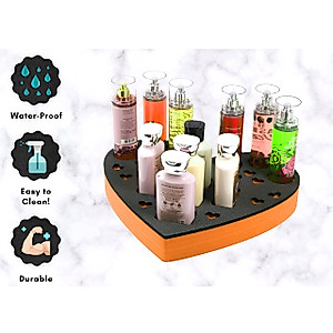 Polar Whale Lotion and Body Spray Stand Organizer Heart Shaped Large Tray Orange Black Durable Foam Washable Waterproof Insert for Home Bathroom Bedroom Office 15 x 12.5 x 2 Inches 11 Slots