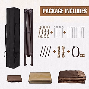 INTER HUT 11x11 Outdoor Pop up Gazebo Tent with Mesh Walls for Patio, Lawn, Backyard and Deck, Beige