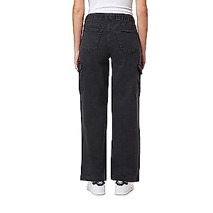 WallFlower Women's Tomboy Relaxed Cargo Denim Mid-Rise Insta Stretch Juniors Jeans, LT Carbon