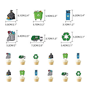 Dulousia Garbage Truck Party Supplies - Trash Truck Happy Birthday Banner, Garbage Truck Themed Balloons, Cup Cake Toppers for Waste Management Recycling Party