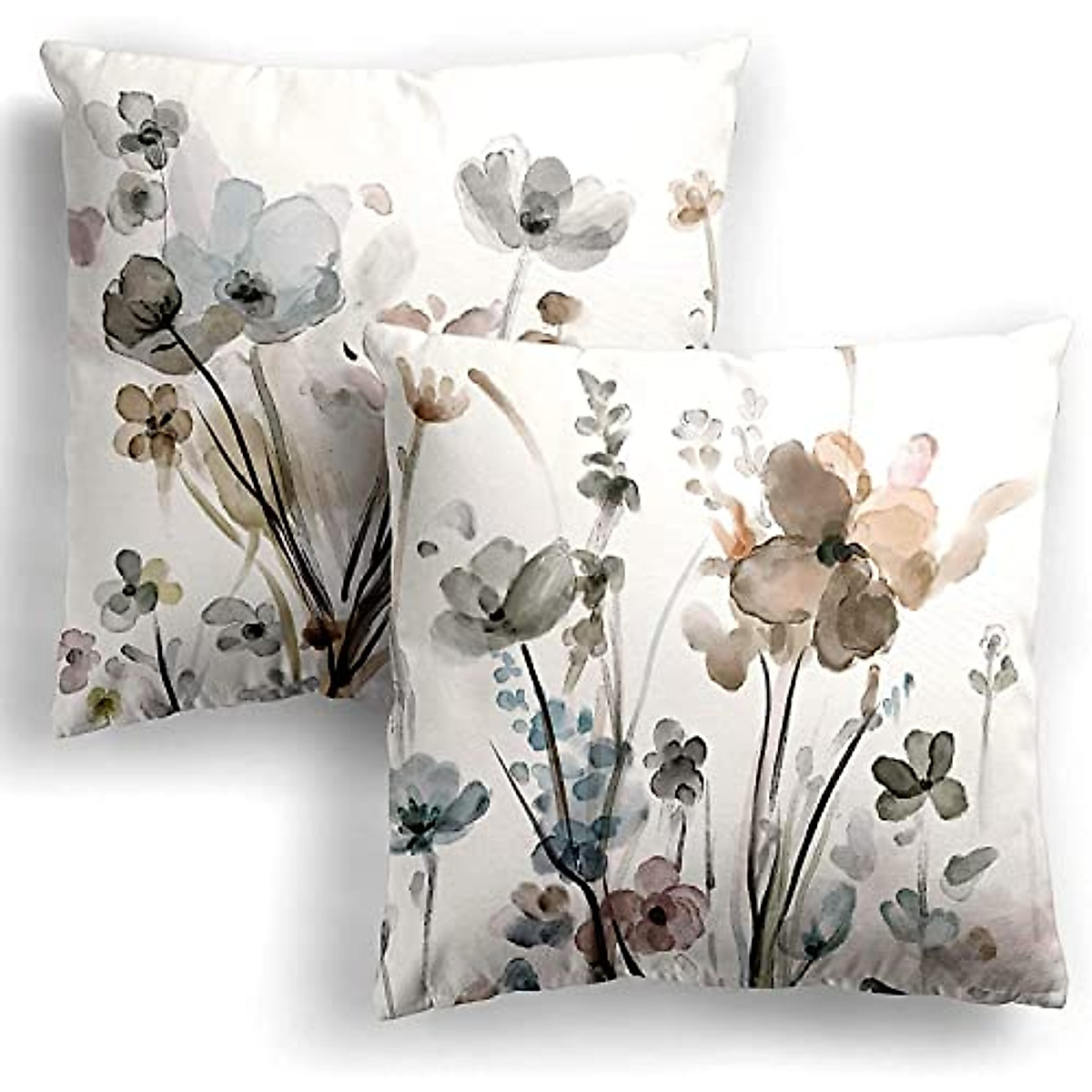 Qesonoo Flower Throw Pillow Covers 18x18 Set of 2, Flowers Pillow Cushion Cases, Modern Decorative Square Pillowcases for Sofa Couch Bedroom Living Room Car