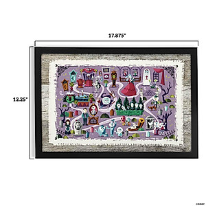 Disney Haunted Mansion Map Framed Wood Wall Decor - Fun Haunted Mansion Picture for Kids' Room or Halloween Decor