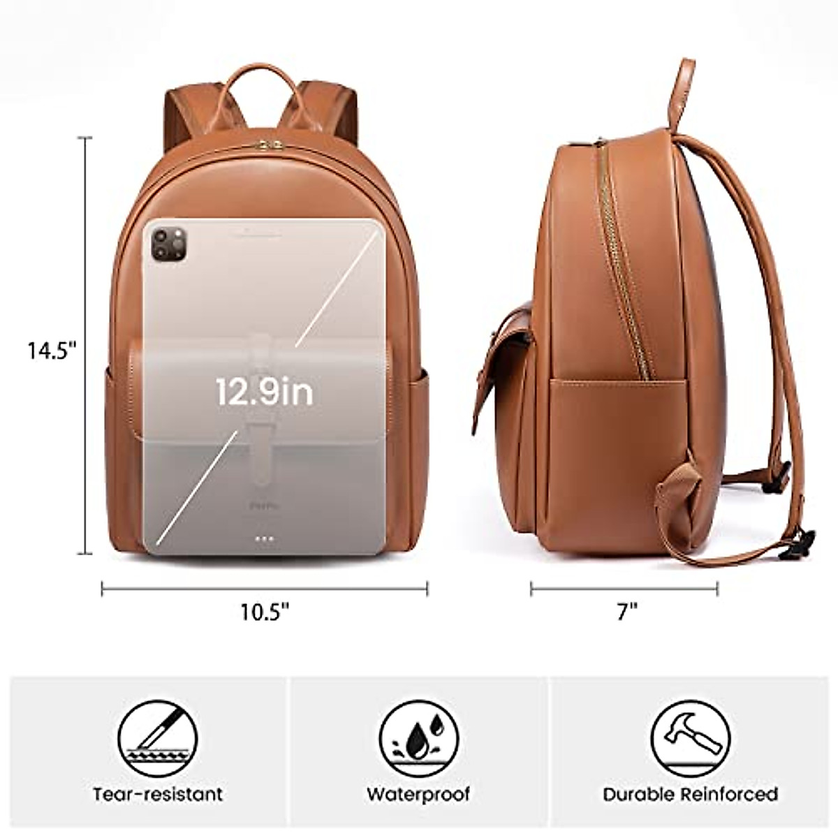LOVEVOOK Leather Backpack Purse for Women, Casual Backpack for Girls, Cute PU Satchel School Backpack, Water Resistant Travel Backpack, Fashion Bookbag Purse