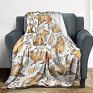 Adorable Capybara Super Soft Flannel Blanket Comfortable Throw Blanket for Bedroom Office Sofa Travel 60"x80"
