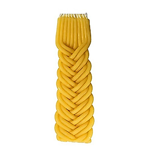 Ner Mitzvah Braided Beeswax Havdalah Candle - Criss Cross Braid - 7" Hand Dipped Bees Wax Braided Candle - Shabbat Judaica Gift