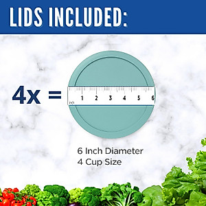 Replacement Lid for Pyrex 6" Storage Plastic Cover 4 Cup Bowl 7201-PC Turqoise (4-Pack)