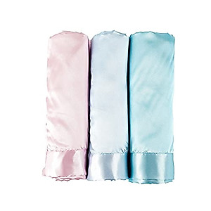 Heavens Cuddles Double Sided Pure Satin Baby Blanket (Light Blue) 48"x36"