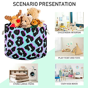 ALAZA Rainbow Leopard Prints Cheetah Animal Storage Basket Gift Baskets Large Collapsible Laundry Hamper with Handle, 20x20x14 in