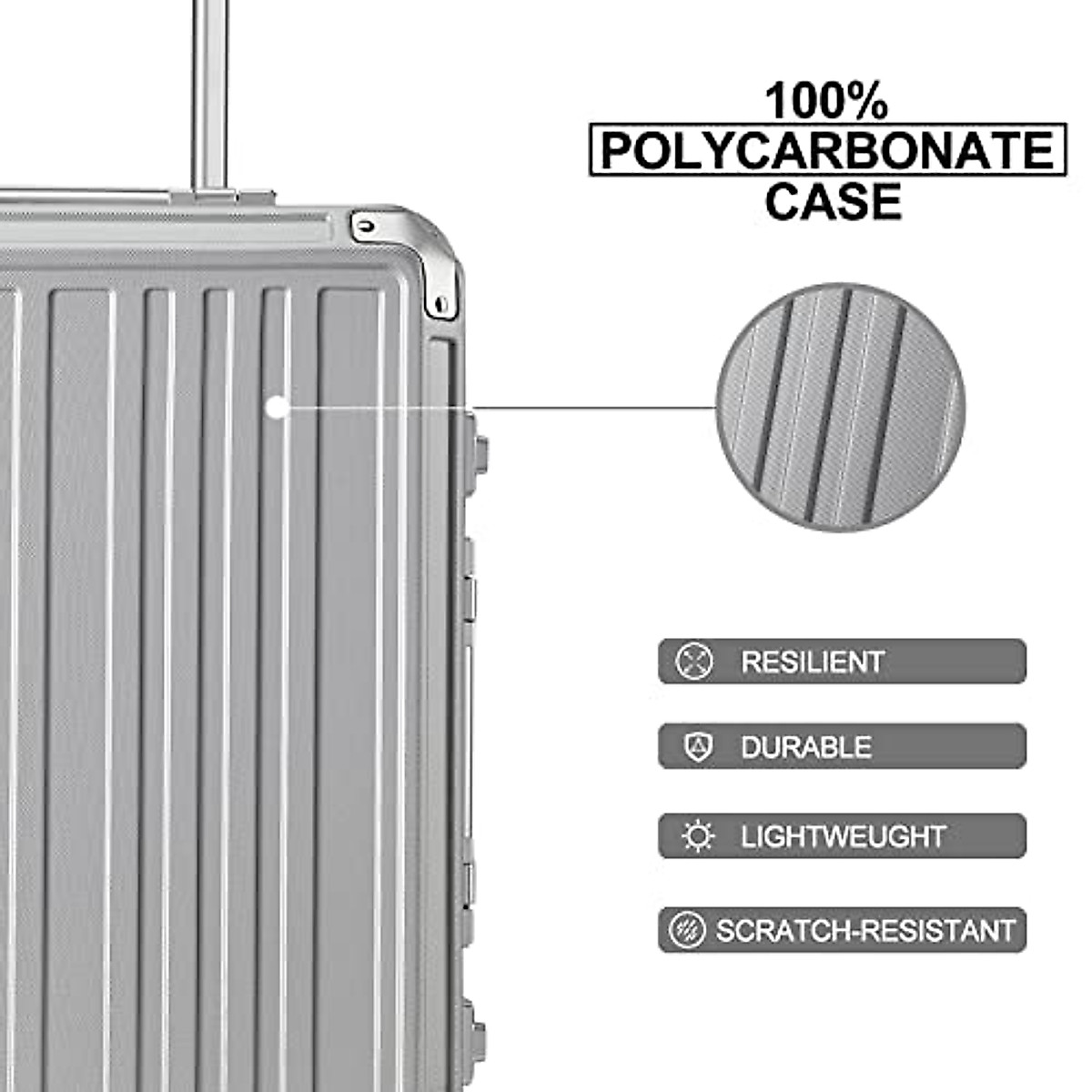 CLUCI Carry On Luggage 100% PC No Zipper Suitcase Aluminum Frame Hard Case Suitcase Luggage With TSA Lock,20" Carry-On