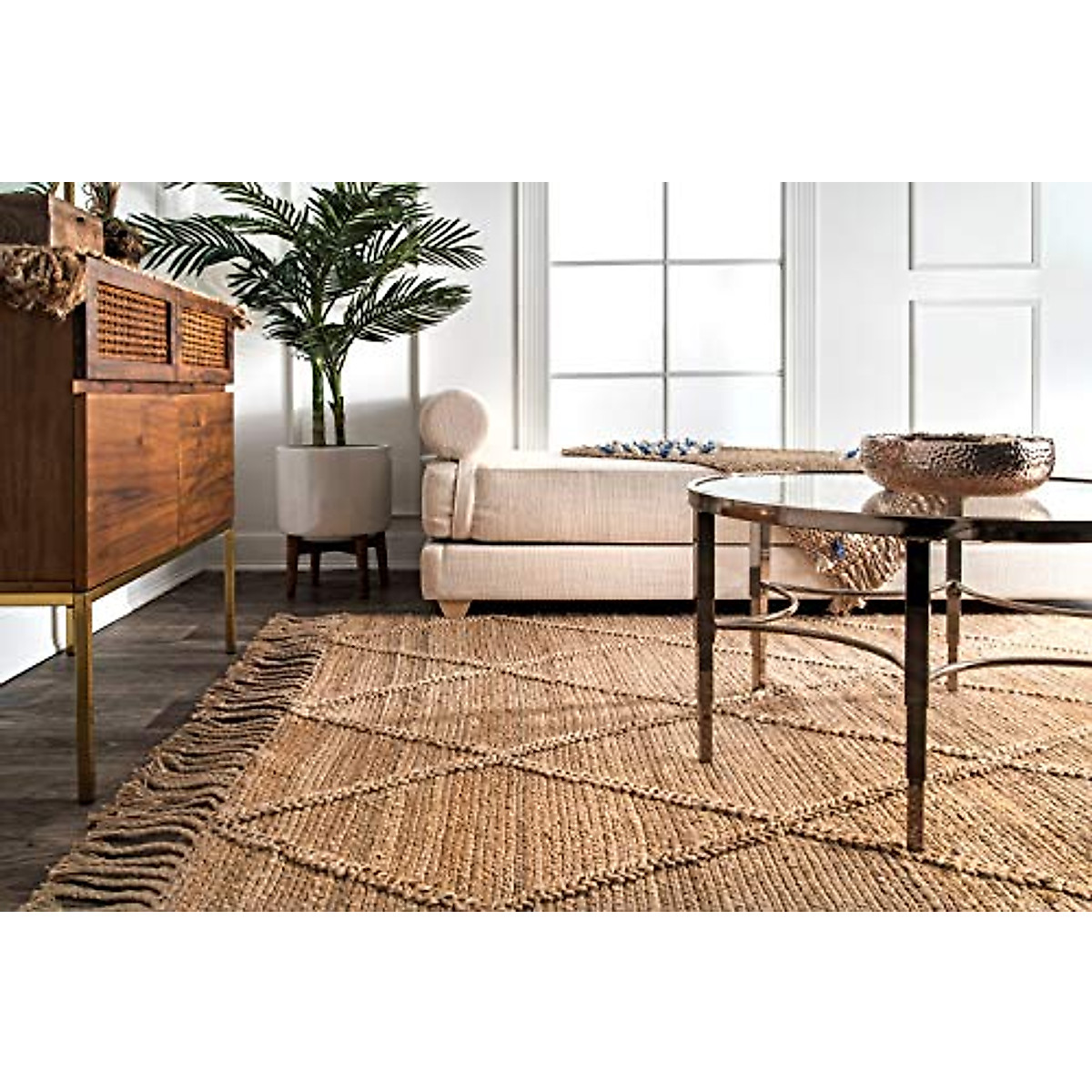 nuLOOM Arienne Braided Tassel Jute Area Rug, 5' x 8', Natural