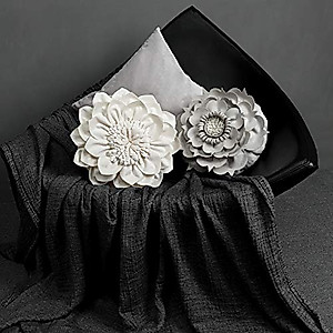 OiseauVoler Decorative Throw Pillow 3D Flower Round Pillow Accent Handmade Cushion with Insert for Couch Bed Home Decor 12 Inch Cream White