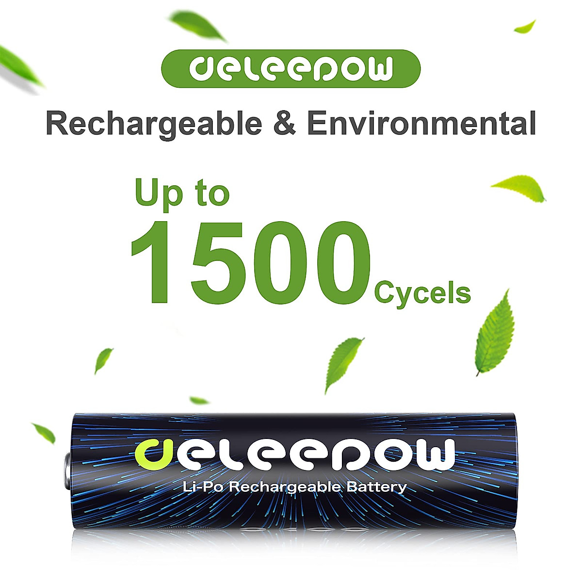 Deleepow 1.5V AA Rechargeable Batteries, Li ion Batteries 3400mWh High Capacity with LCD Charger, 1500 Cycles, 1.5H Fast Charge, 4 Packs, for Cordless Phones, Household, Business Devices, Electronics