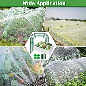 Unves 67 Pcs Garden Netting Kit, 10x20Ft Ultra Garden Mesh Mosquito Netting with 6 Garden Hoops& 12 Clips, Bird Fruit Tree Netting for Raised Beds Vegetable Flowers Protection Barrier Plant Covers Net
